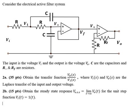 Consider The Electrical Active Filter System Vi C R V1 R V V Vf Rf Vo R The Input Is The