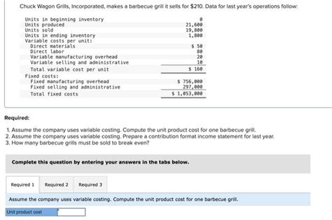 Solved Required Assume The Company Uses Variable Chegg