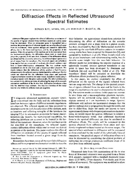 Pdf Diffraction Effects In Reflected Ultrasound Spectral Estimates