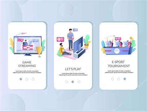 Premium Vector Cybersport Mobile App Onboarding Screens Vector Template