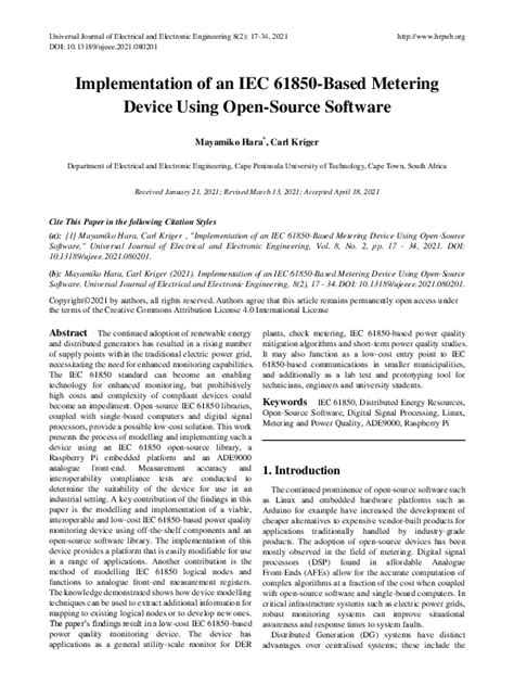 pdf implementation of an iec 61850 based metering device using open