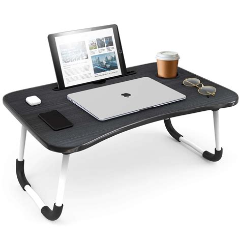 Lammaloe Foldable Lap Desk Large Black With Spacious Surface