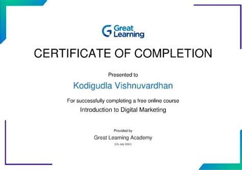 Vishnu Vardhan On Linkedin Greatlearningacademy Greatlearning Glacertificate