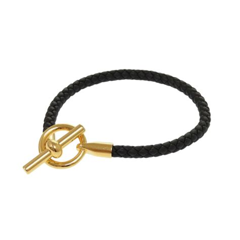 【楽天市場】未使用 エルメス グレナン レザー メタル ブラック ブレスレット 黒 ゴールド 0134【中古】hermes：life Time