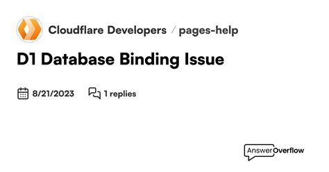 D1 Database Binding Issue Cloudflare Developers