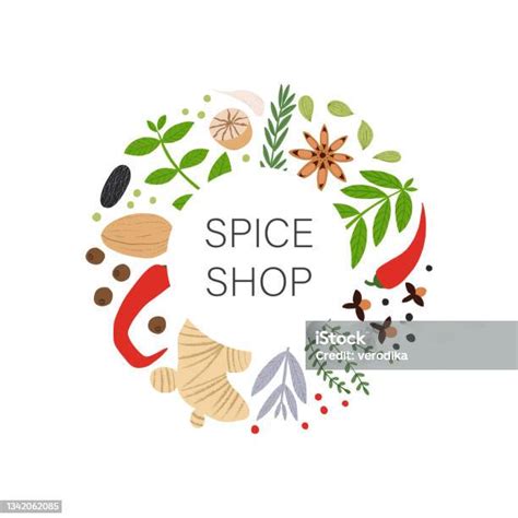 향신료와 허브 프레임 플랫 핸드 그린 요리 재료와 뜨겁고 매운 글자 백리향에 대한 스톡 벡터 아트 및 기타 이미지 백리향 파슬리 허브 Istock