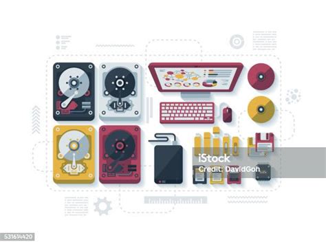 데이터 스토리지 평편 디자인식 컨셉입니다 Cpu에 대한 스톡 벡터 아트 및 기타 이미지 Cpu Usb 메모리 그래픽 사용자 인터페이스 Istock