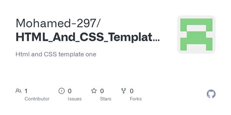 GitHub Mohamed HTML And CSS Template One Html And CSS Template One