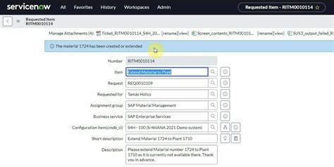 Automating Sap Service Request Management Extend Material To Plant