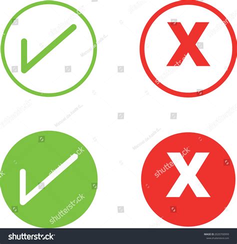 Icons Representing Symbols Correct Incorrect Vectors Stock Vector Royalty Free 2020700999