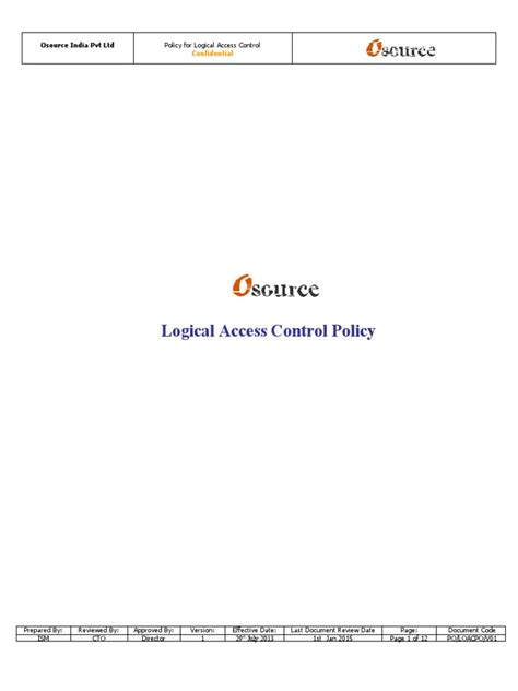 Logical Access Control Policy Ver1 Pdf Databases Password