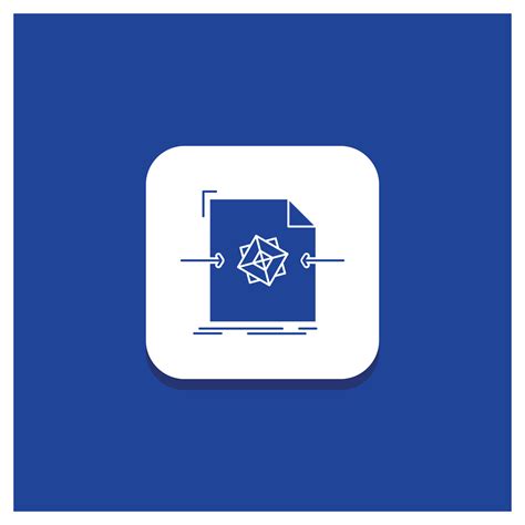 blue round button for 3d document file object processing glyph icon