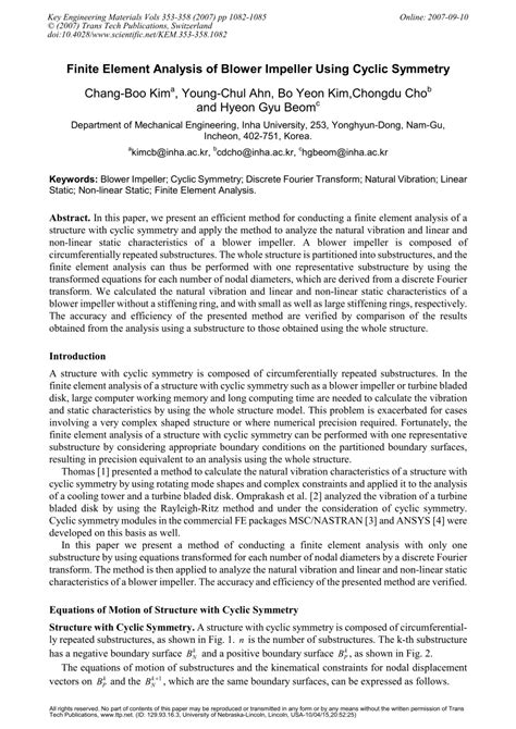Pdf Finite Element Analysis Of Blower Impeller Using Cyclic Symmetry