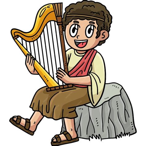 Este Clip De Dibujos Animados Muestra Una Ilustración De David Tocando