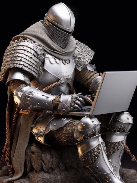 premium ai image modern knight coding in chainmail