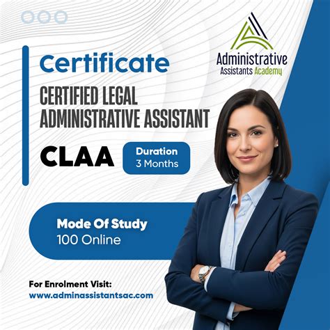 Certified Legal Administrative Assistant Claa Certificate