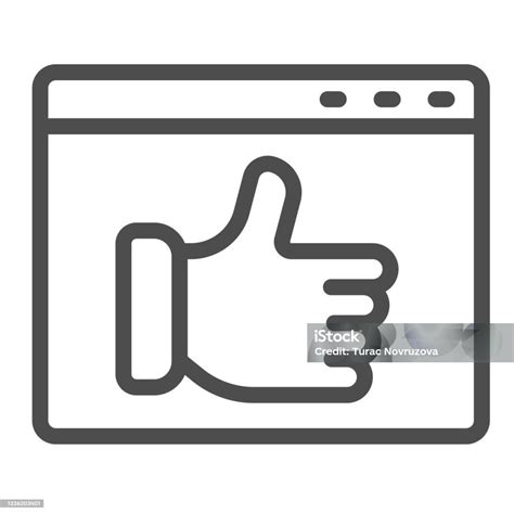 엄지 손가락창 웹 사이트 라인 아이콘에 대한 긍정적인 피드백 흰색 배경의 벡터 사인 모바일 개념 및 웹 디자인에 대한 스타일