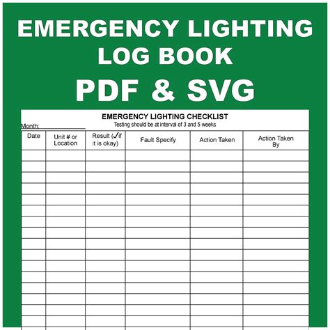 Emergency Lighting Log Book Test Log Book Emergency Light Inspection And Maintenance Record