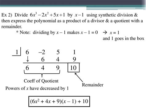 Synthetic Division With Remainder
