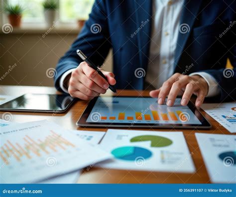 Businessman Examines Eco Growth Charts On Tablet Strategic Planning In