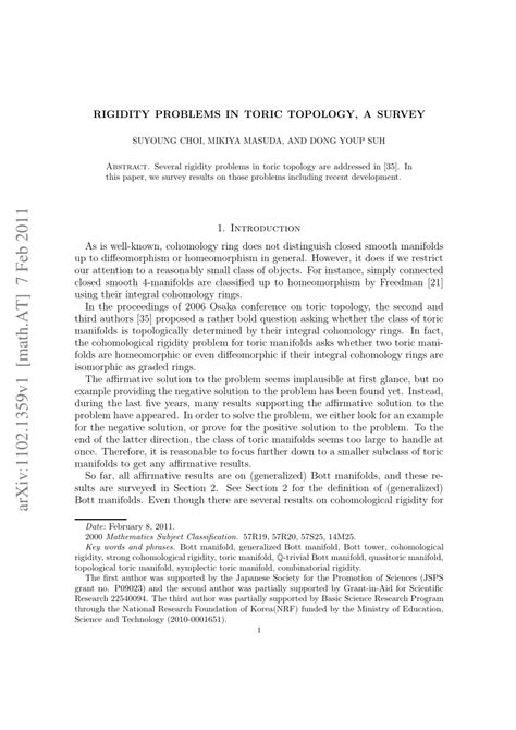 Pdf Rigidity Problems In Toric Topology A Survey
