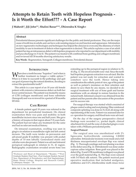 Pdf Attempts To Retain Teeth With Hopeless Prognosis Is It Worth The Effort A Case Report