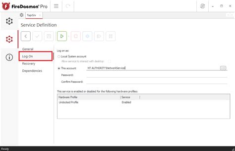 Firedaemon Pro Users Guide Edit Windows System Service Log On Tab