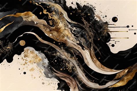 스킨 타일 벽지를 위한 천연 검정 및 금색 대리석 질감 고급스러운 배경 Creative Stone 세라믹 아트 벽 인테리어 디자인 Generative Ai 프리미엄 사진