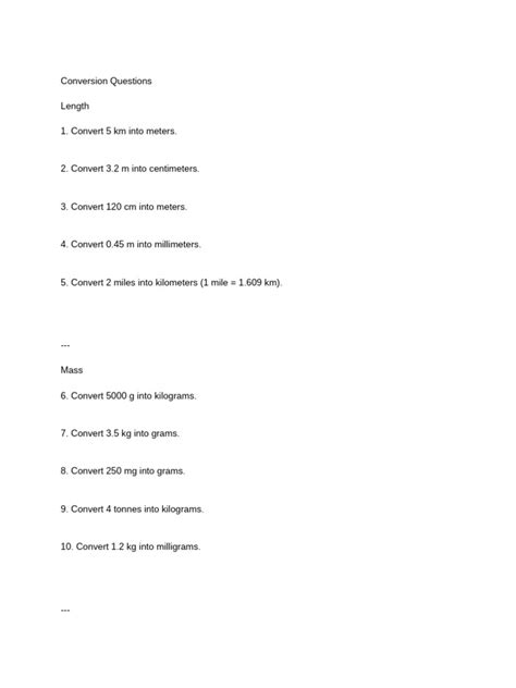 Conversion Questions Pdf