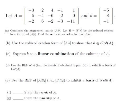 Solved Let And Construct The Augmented Matrix Ab Let R
