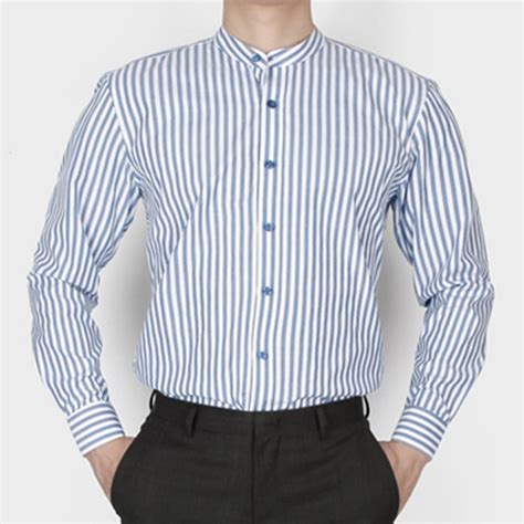 남자 시원한 스트라이프 패턴 차이나카라 긴팔 셔츠 온채널