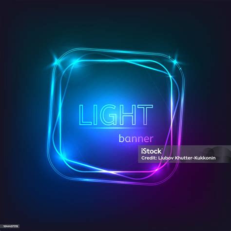 빛 사각형 배너입니다 빛과 조명 프레임 광장 어두운 배경에서 밝은 배너 디자인입니다 네온 플레어와 반짝 추상적인 배경 1980년에 대한 스톡 벡터 아트 및 기타 이미지