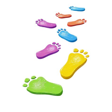 Bright Colorful Footprints Create A Whimsical Path On A Clean