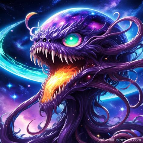 create a creepy looking eldritch entity that is devouring a galaxy Prompts | Stable Diffusion Online