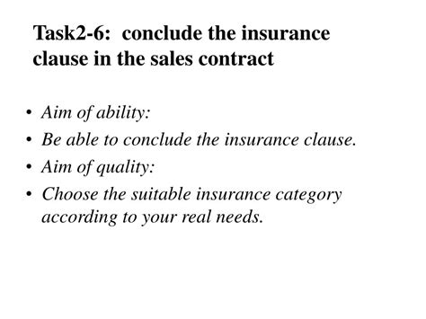 Ppt Task2 6 Conclude The Insurance Clause In The Sales Contract