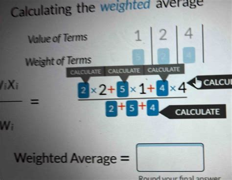 Solved Calculating The Weighted Average Value Of Terms Weight Of Terms