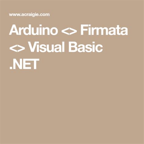Arduino Firmata Visual Basic Net