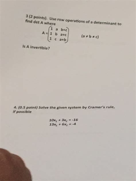 Solved Use Row Operations Of A Determinant To Find Det A