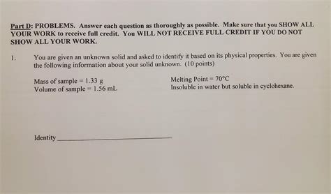 Solved Part D Problems Answer Each Question As Thoroughly