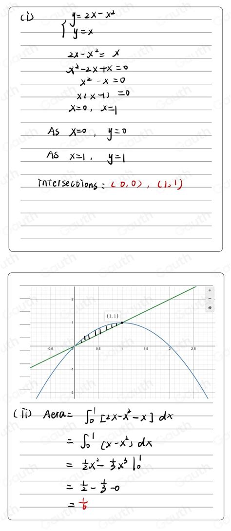 solved given the curve y 2x x 2 and the line y x i determine the