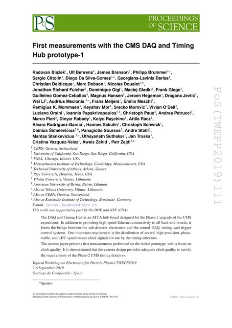 Pdf First Measurements With The Cms Daq And Timing Hub Prototype 1
