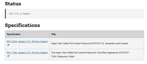 虫虫搜奇 的想法 HTTP状态码 我只是个杯具I m a teapot 客户端错误响应代码 表示服务器拒绝冲泡咖啡因为他只是一个茶壶杯具只能用来泡茶该状态码