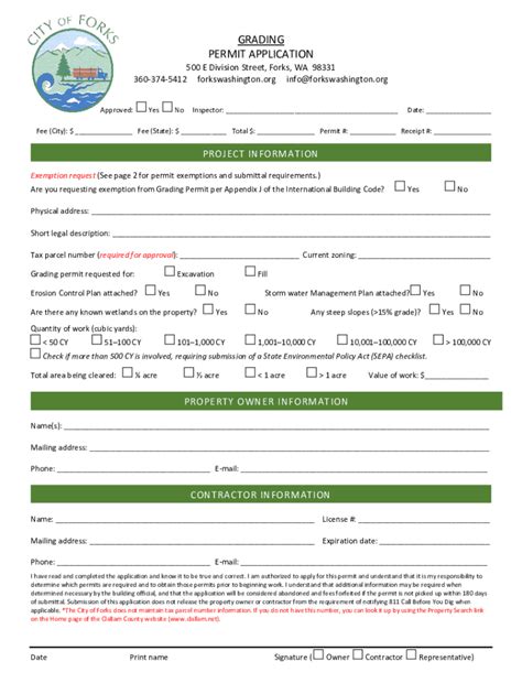 Fillable Online Grading Permit Application Fax Email Print Pdffiller