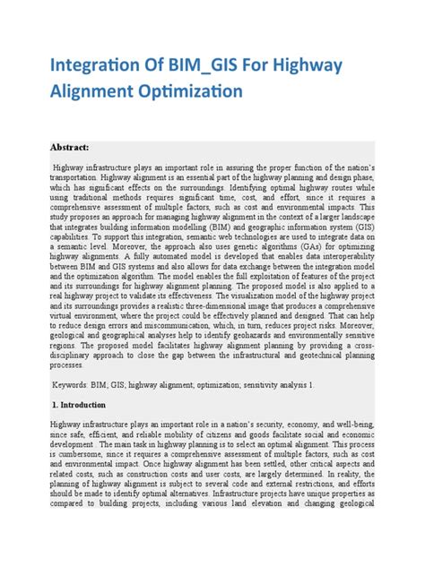 Bimgis Integration For Highway Alignment Optimization Pdf Geographic Information System