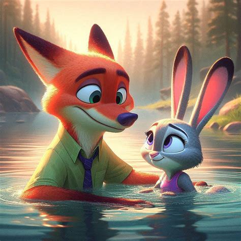 Nick And Judy Swimming In The Lake 2 By Swiftfurai On Deviantart