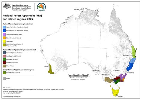 Map Of Regional Forest Agreement And Related Regions In Australia Daff