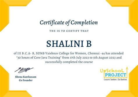 Shalini Babu On Linkedin Java Basic Completion Certificate