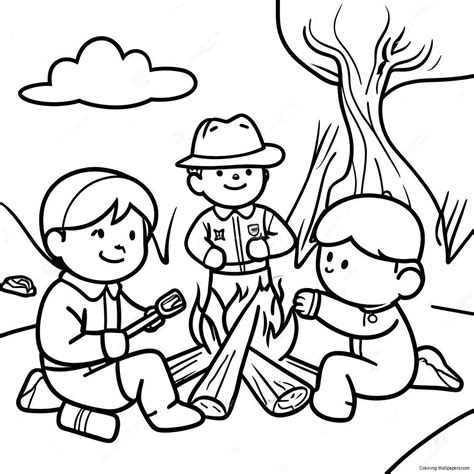 Cub Scout Campfire Scene Coloring Page 18883 14910