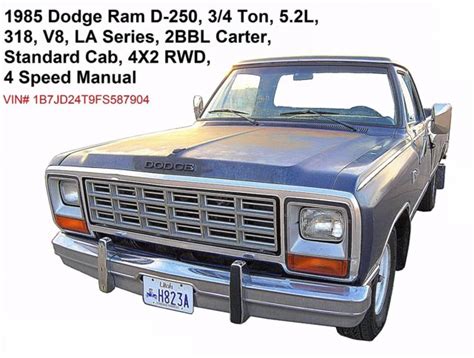 1985 Dodge Ram D 250 34 Ton 318 52l Truck Classic Dodge Other