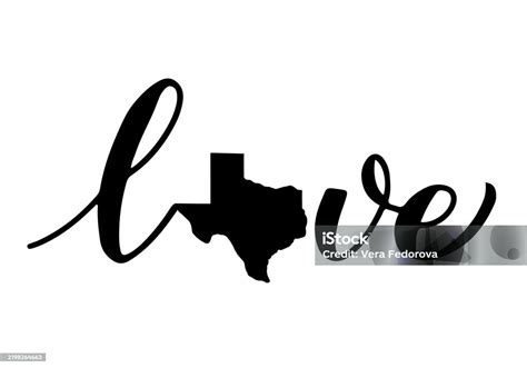 지도가 있는 텍사스 서예 글자를 사랑합니다 미국 애국심 표시 타이포그래피 포스터 배너 전단지 인사말 카드 등에 대한 벡터 템플릿 공휴일에 대한 스톡 벡터 아트 및 기타